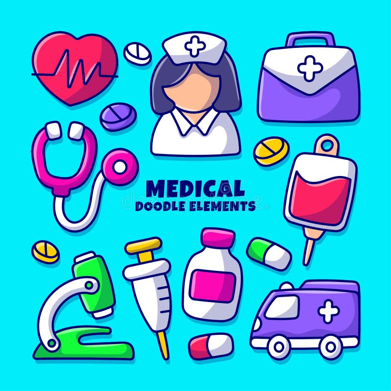 Medical Doodle Icon, Cartoon Microbiology Logo for Health Facilities ...