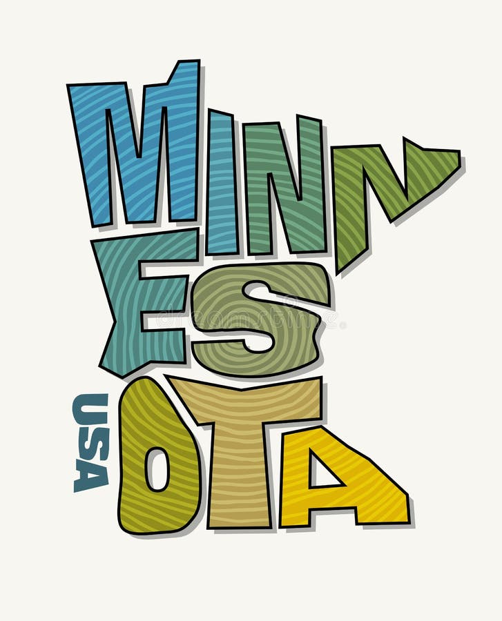 State of Minnesota with the Name Distorted into State Shape. Pop Art ...