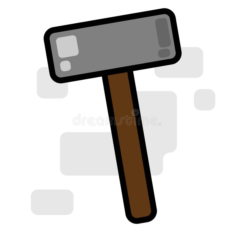 Square Big Hammer Weapon Flat Design Cartoon Stock Vector ...