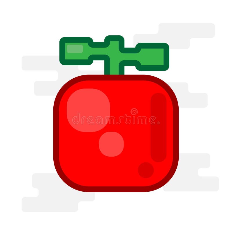 Cute Square Fresh Shining Apple Flat Design Cartoon Stock Vector ...