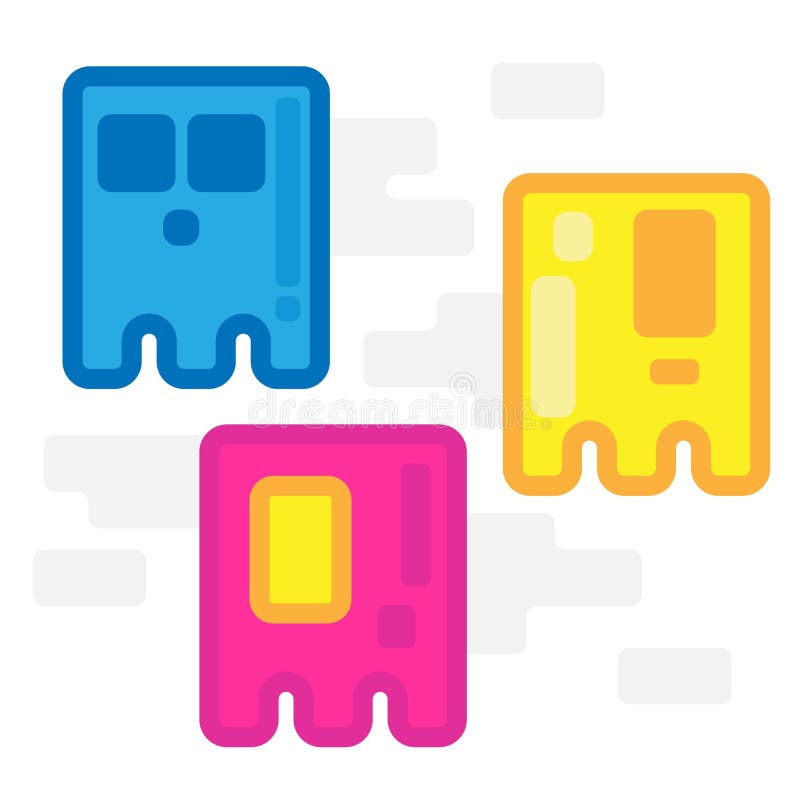 Three Cute Square Halloween Monsters Flat Design Cartoon Stock Vector ...