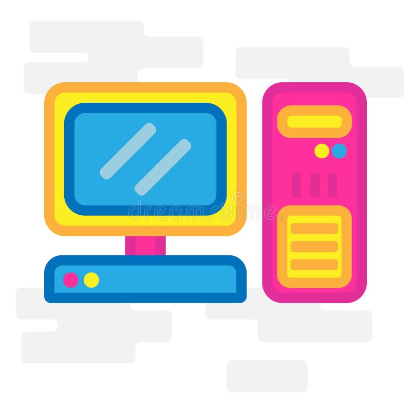 Cute Square Colorful Computer Flat Design Stock Vector - Illustration ...