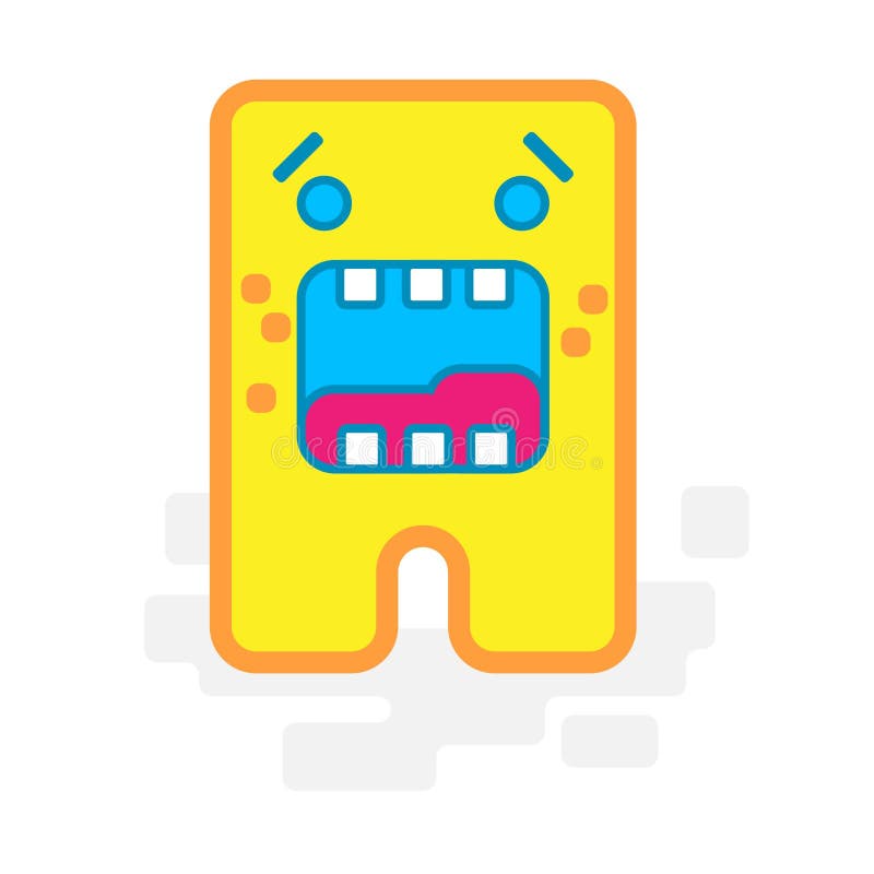 Cute Square Halloween Scare Yellow Monster Flat Design Stock Vector ...