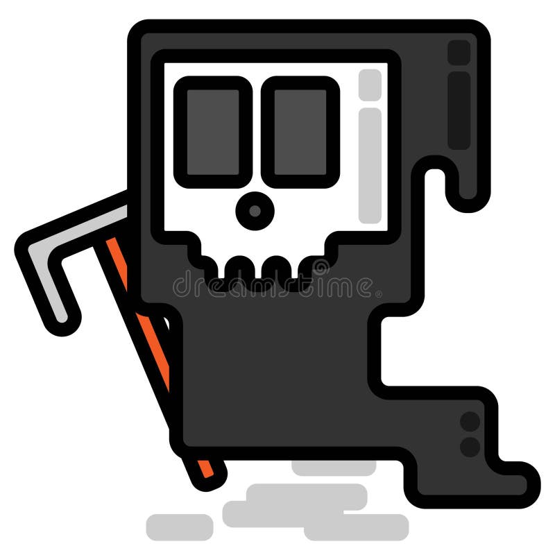 Cute Square Halloween Death Angel Doodle Flat Design Stock Vector ...