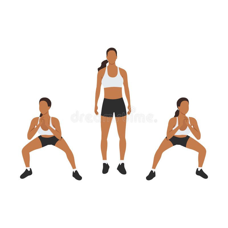 Woman Doing Side To Side Squats Exercise. Stock Illustration ...
