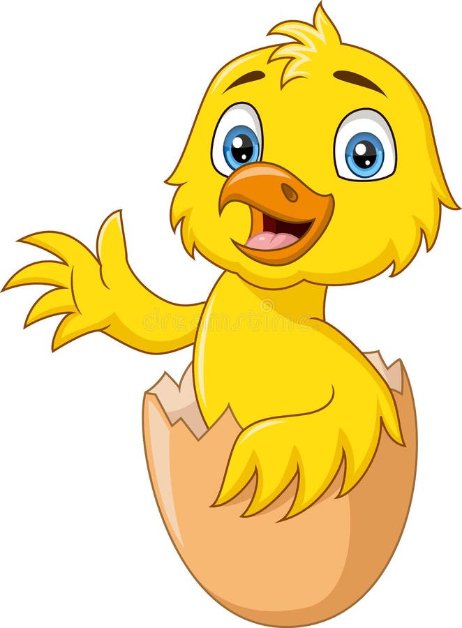 Cute Baby Chick Cartoon Coming Out of an Egg Stock Vector ...