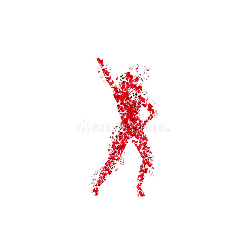 Woman Dancing Made of Musical Notes. Red Musical Notes Dancer Performer ...