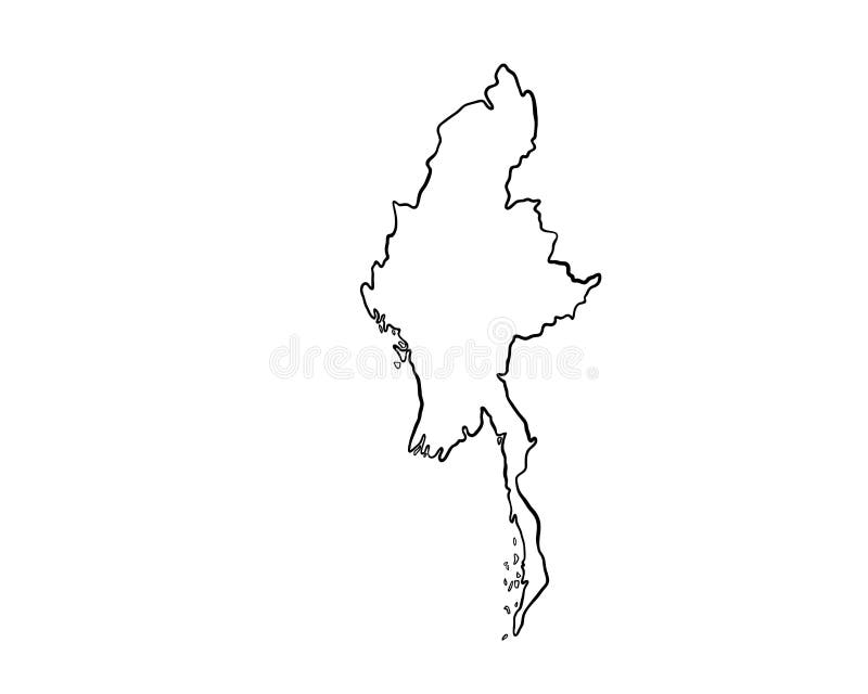 Myanmar - Hand-Drawn Map Lllustration Stock Illustration - Illustration ...
