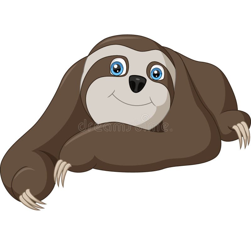 Cute Baby Sloth Cartoon Lying Down Stock Vector - Illustration of ...