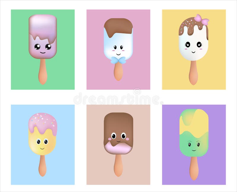 Fun Popsicle Colorful Ice Cream Characters Stock Vector - Illustration ...