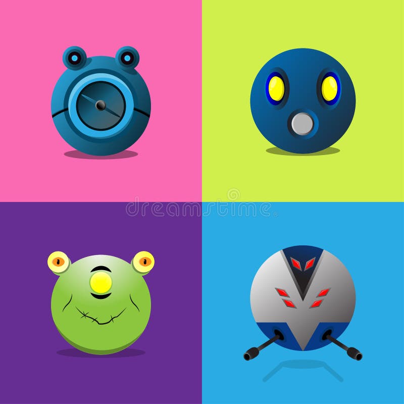 Ball Monster Character Vector Illustration with Unque Shape Stock ...
