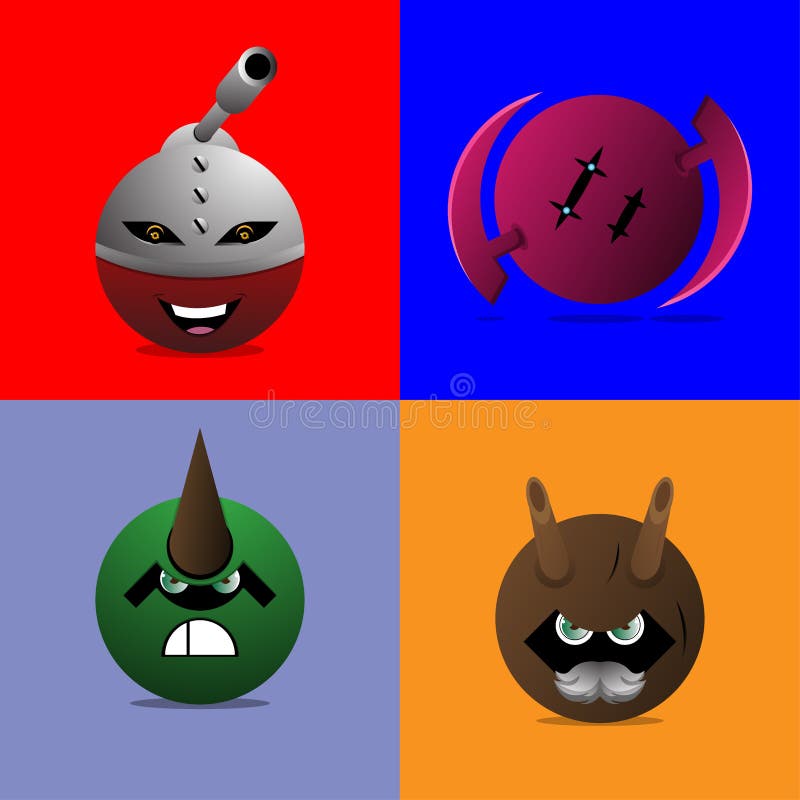 Ball Monster Character Vector Illustration with Unque Shape Stock ...