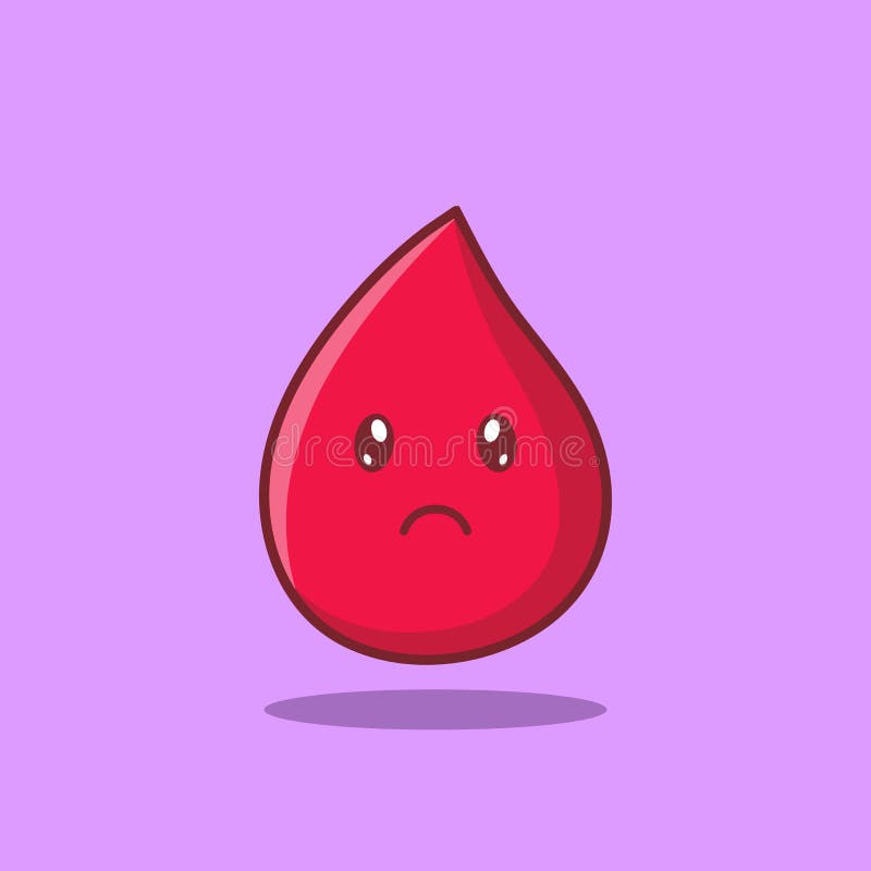 Cute Sad Blood Drop Character Stock Vector - Illustration of heart ...