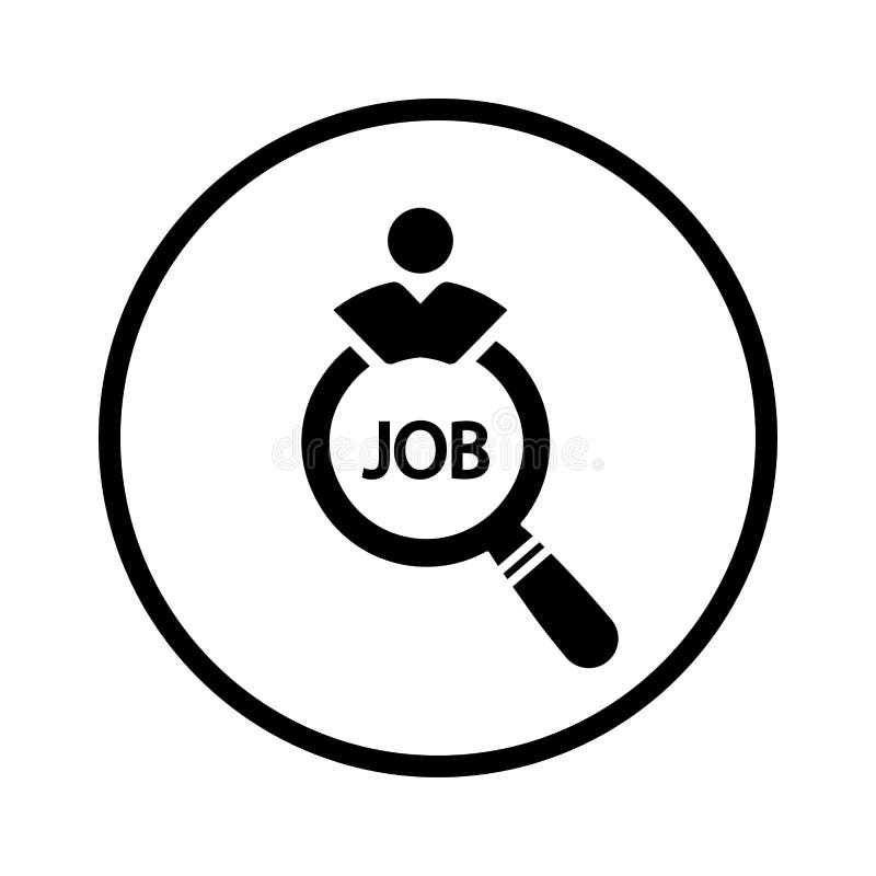 Job, Job Search, Magnifier Glass Icon. Black Vector Stock Vector ...