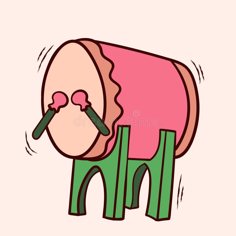 Bedug with Colored Hand Drawn Vector Illustration Stock Vector ...