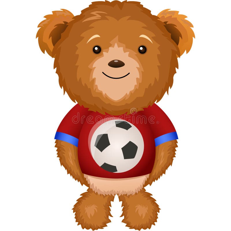 Cute Teddy Bear Playing a Soccer Stock Vector - Illustration of ...