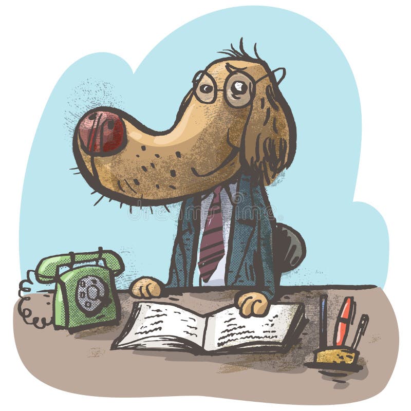 Boss Dog. Office Work. Funny Character. Vector Illustration Stock ...