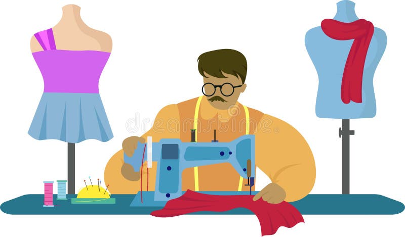 Tailor Man Vector Illustration Stock Vector - Illustration of icon ...