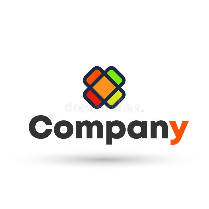 Abstract Custom Square Rectangle Colorful Business Union Company Logo ...