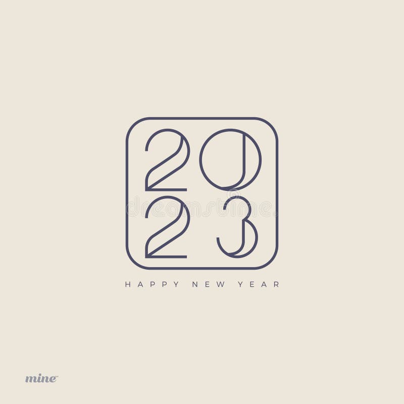 2023 Line Art Happy New Year Logo Stock Vector - Illustration of logo ...