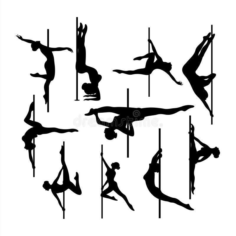Set of a Silhouette Pole Dance Logo Illustration Stock Vector ...
