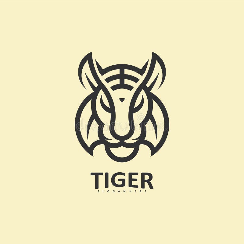 Tiger Head Logo Vector Design with Unique and Simple Shape Stock Vector ...