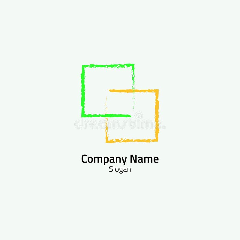 Two Square Logo with Unified Brush Element Stock Vector - Illustration ...