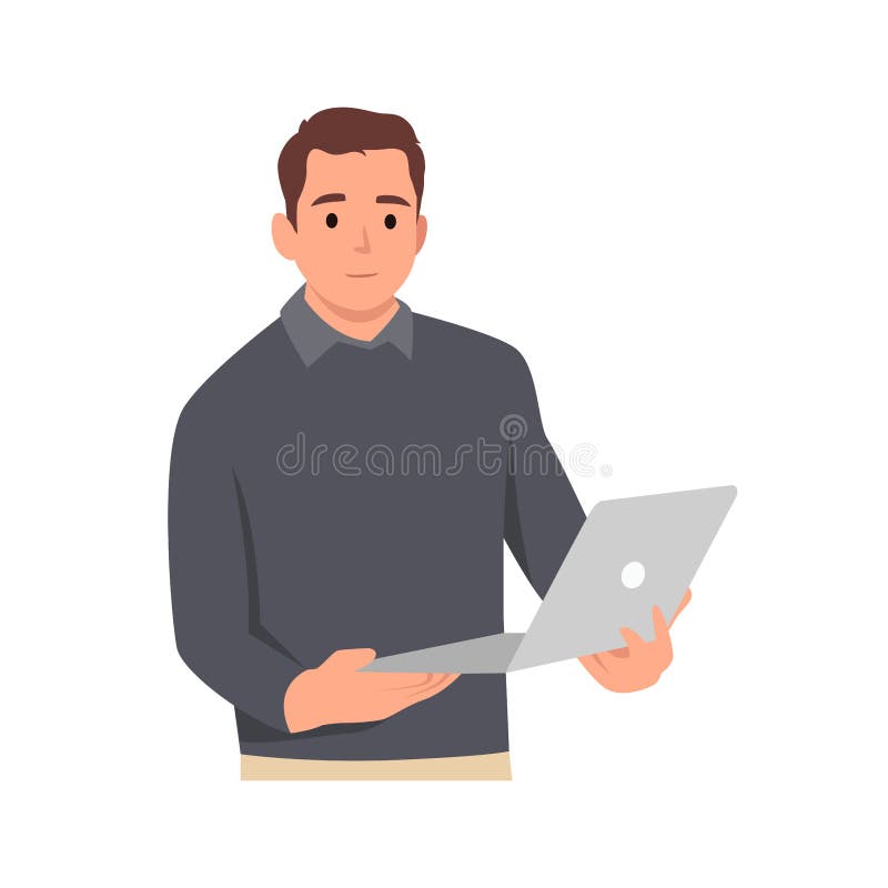 Business Man Holding Computer Smiling Stock Illustrations – 1,075 ...
