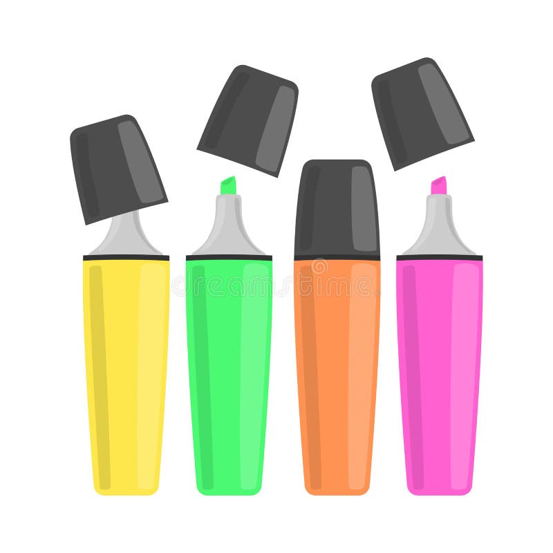 Neon Colored Pens for Highlight Text for Art Craft Vector Stock Vector ...
