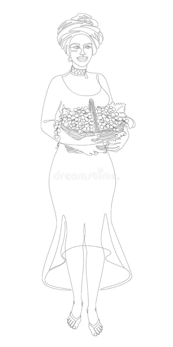 The Lady is Holding a Basket with Grapes. the Lady is Holding a Basket ...