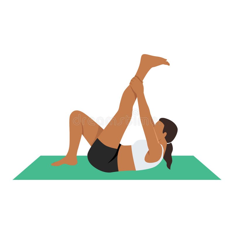 Woman Doing Hamstring Stretch 4 Exercise. Flat Vector Illustration ...