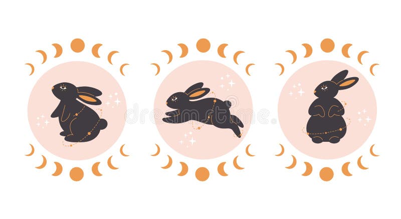 Cute Rabbit with Astrology and Esoteric Elements. Magician Bunny. Year ...