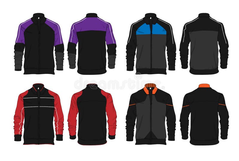 Retro Vintage Windbreaker Hoodie Jacket Template Stock Vector ...