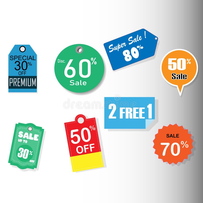 Upermarket or Department Store Sales Labels, Stock Vector ...
