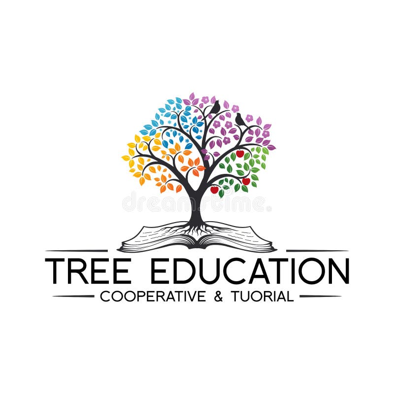 Educational Vector Logo Design. Rooted Trees Grow in Books Stock ...