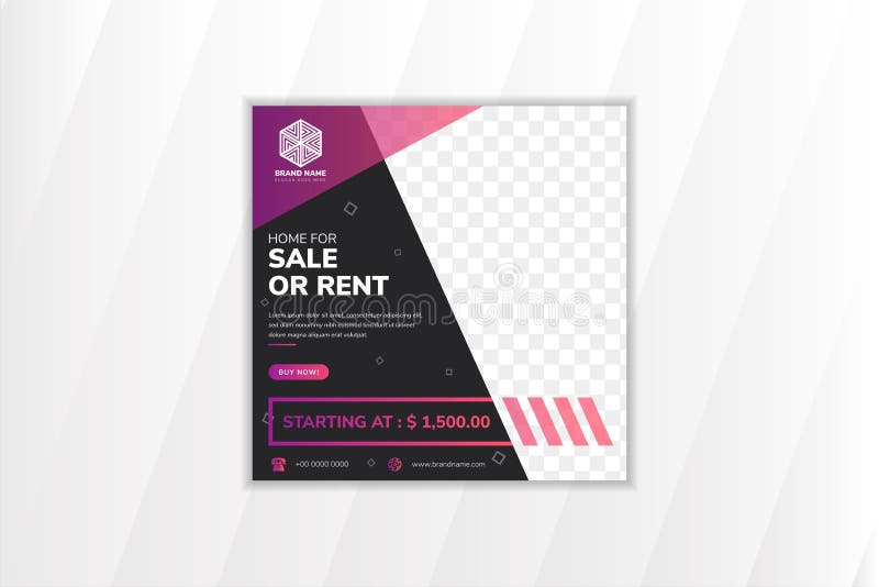 Editable Minimal Square Layout Banner Template for Sale or Rent of Home ...