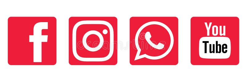 Popular Social Media Red Icons for Web and Graphics Uses. Vector Icons ...