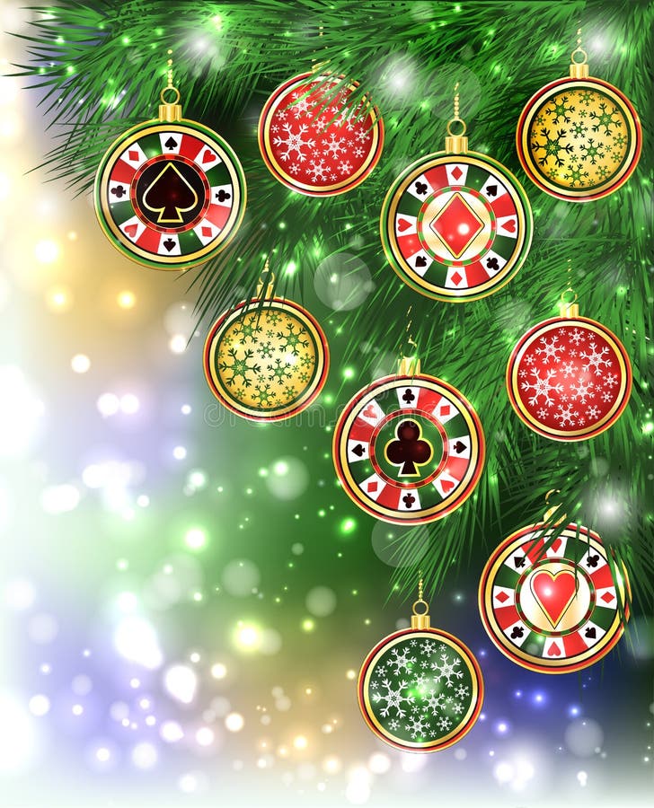Happy New Year. Christmas Casino Background with Poker Chip, Vector ...