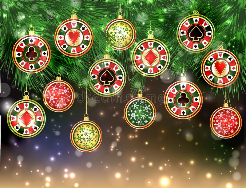 Happy New Year. Christmas Casino Banner with Poker Chip, Vector Stock ...
