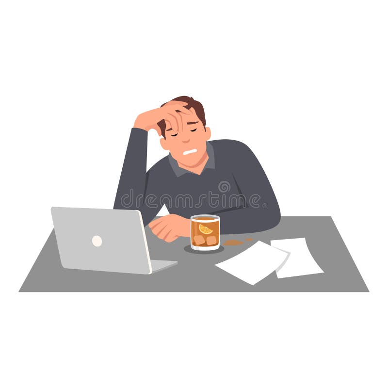 Young Man Professional Burnout Syndrome Exhausted Man Stock Vector ...