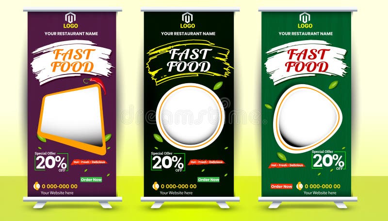 Food and Restaurant Roll Up Banner Design, Standee Food Design Banner ...