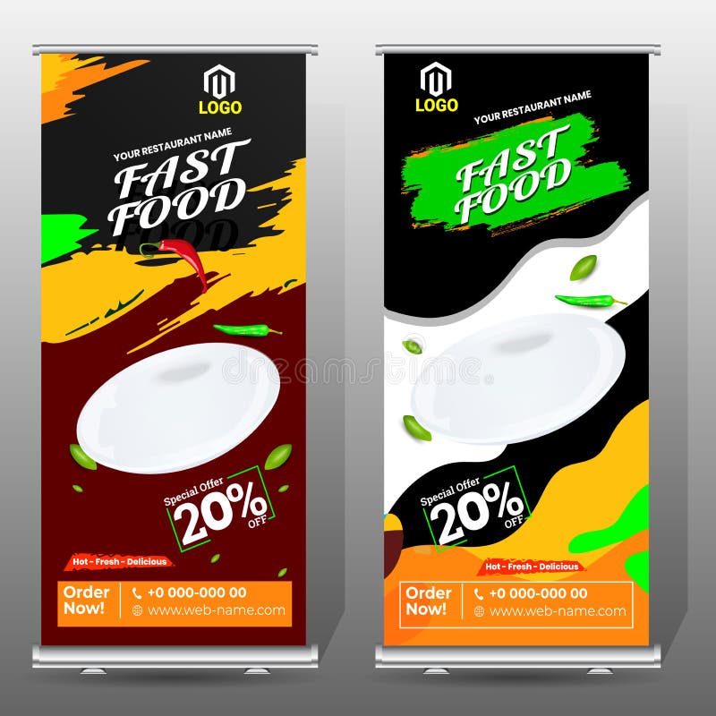 Food and Restaurant Roll Up Banner Design, Standee Food Design Banner ...