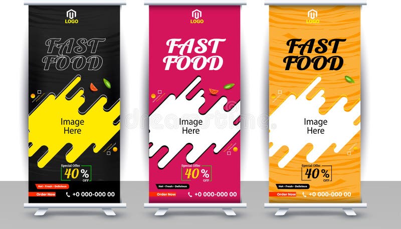 Food and Restaurant Roll Up Banner Design, Standee Food Design Banner ...