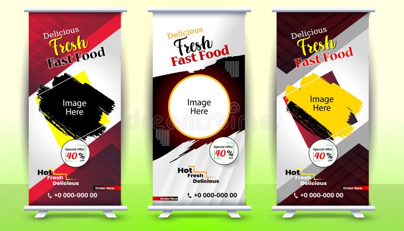 Food and Restaurant Roll Up Banner Design, Standee Food Design Banner ...