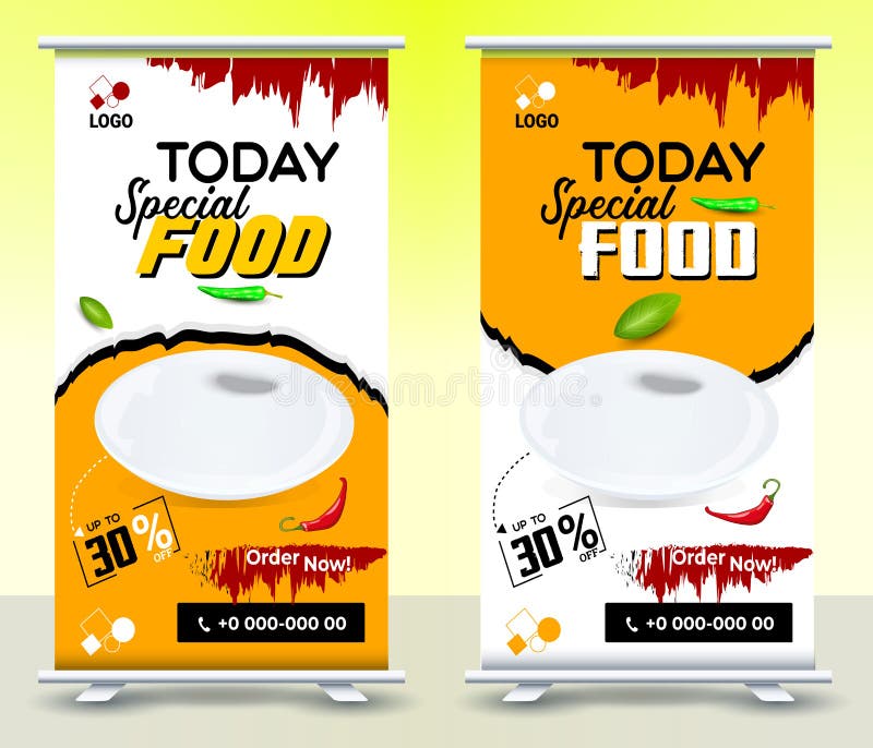 Food and Restaurant Roll Up Banner Design, Standee Food Design Banner ...