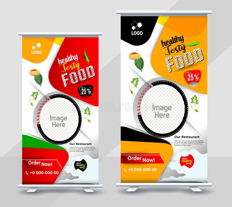 Food and Restaurant Roll Up Banner Design, Standee Food Design Banner ...