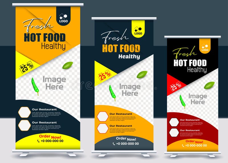 Food and Restaurant Roll Up Banner Design, Standee Food Design Banner ...
