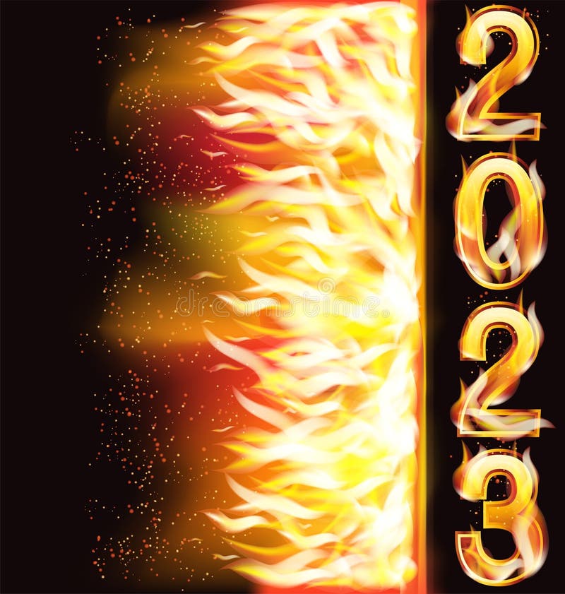 New 2023 Year Fire Banner, Vector Stock Vector - Illustration of frost ...