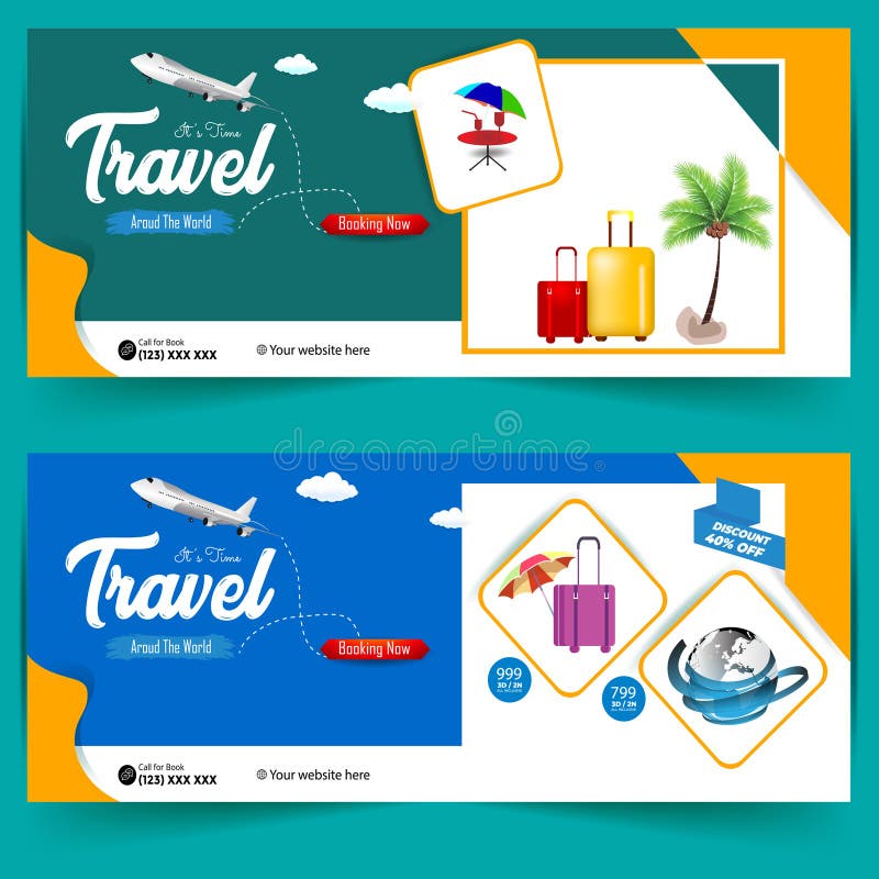 Travel and Tour Social Media Cover or Web Banner. Travel Agency World ...
