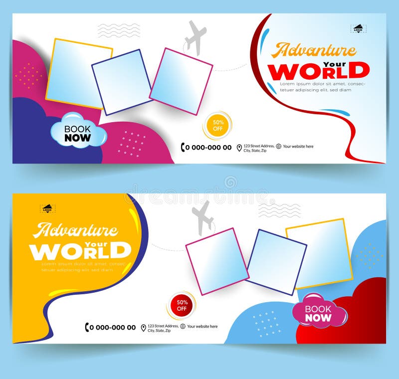 Travel and Tour Social Media Cover or Web Banner. Travel Agency World ...